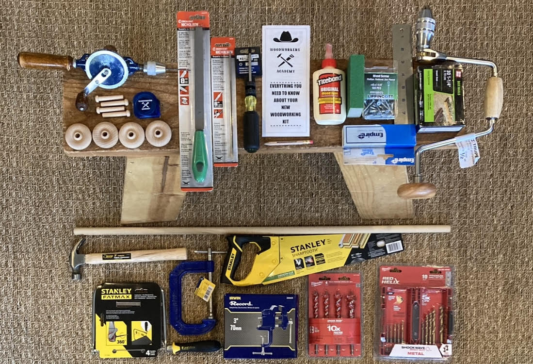 Complete children's woodworking kit with work station bench ...